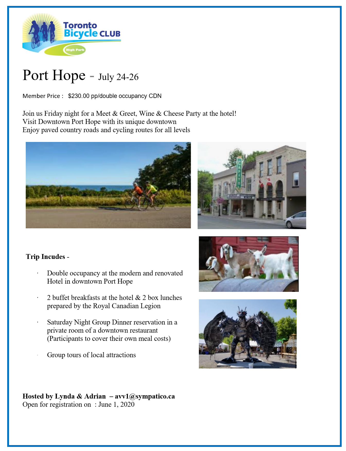Port Hope 2020 – Toronto Bicycle Club – Toronto's Fun bicycle club
